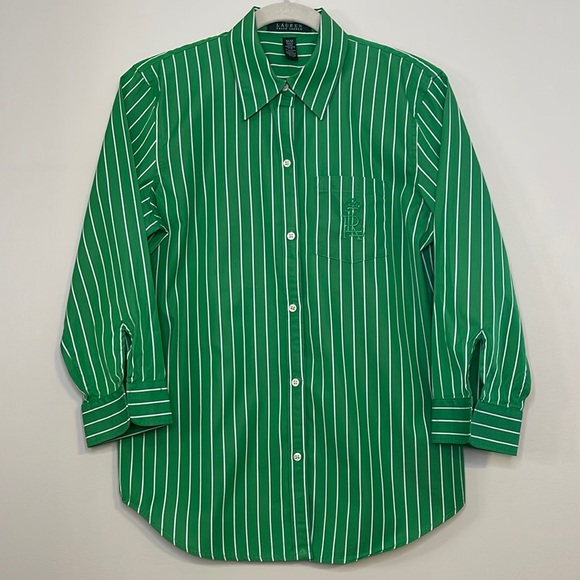 Lauren Ralph Lauren | Tops | Lauren Ralph Lauren Green Striped ...